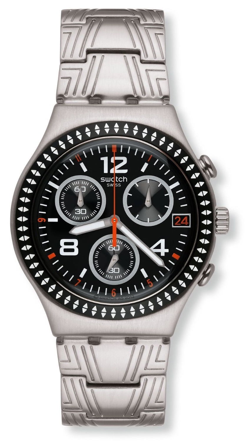 Swatch Irony Offset Black Dial Chronograph Stainless Steel Mens Watch ...