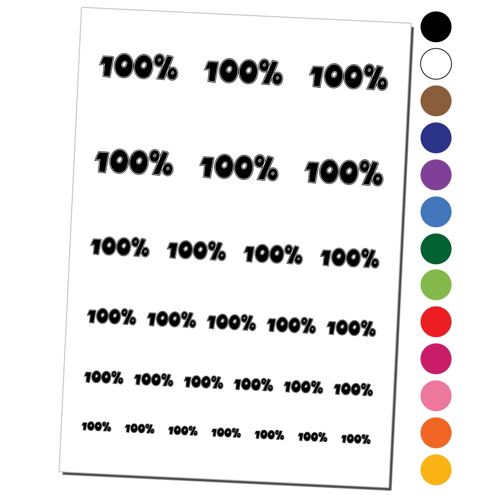 100 Percent Fun Text Water Resistant Temporary Tattoo Set Fake Body Art ...