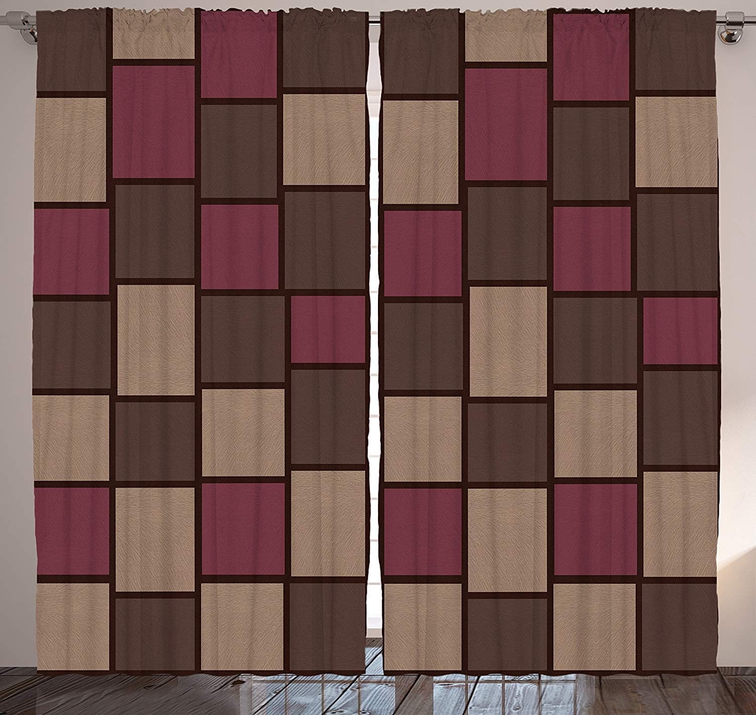 Geometric Decor Squares Rectangular Minimalist Design Nordic Curtain 2 ...