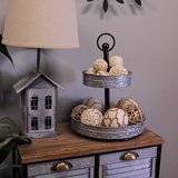 Zeckos Metal Rustic Round Two Tier Country Farmhouse Serving Tray ...