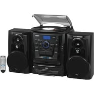 Trexonic 3-Speed Turntable with CD Player, Dual Cassette Player, BT, FM ...