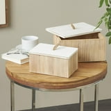 DecMode Farmhouse Cream Wood Decorative Storage Box Set with White Lids ...