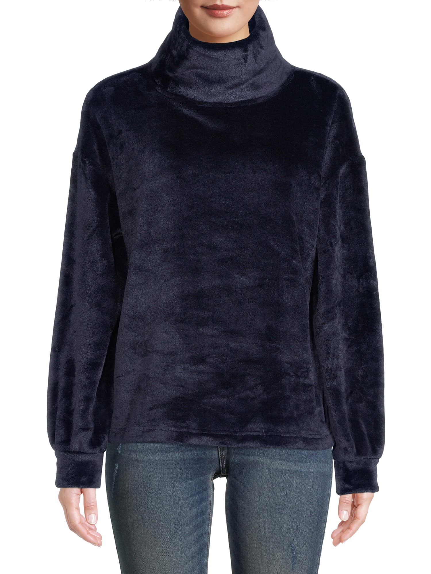 Time and Tru Women's Plush Cowl Neck Pullover - Walmart.com