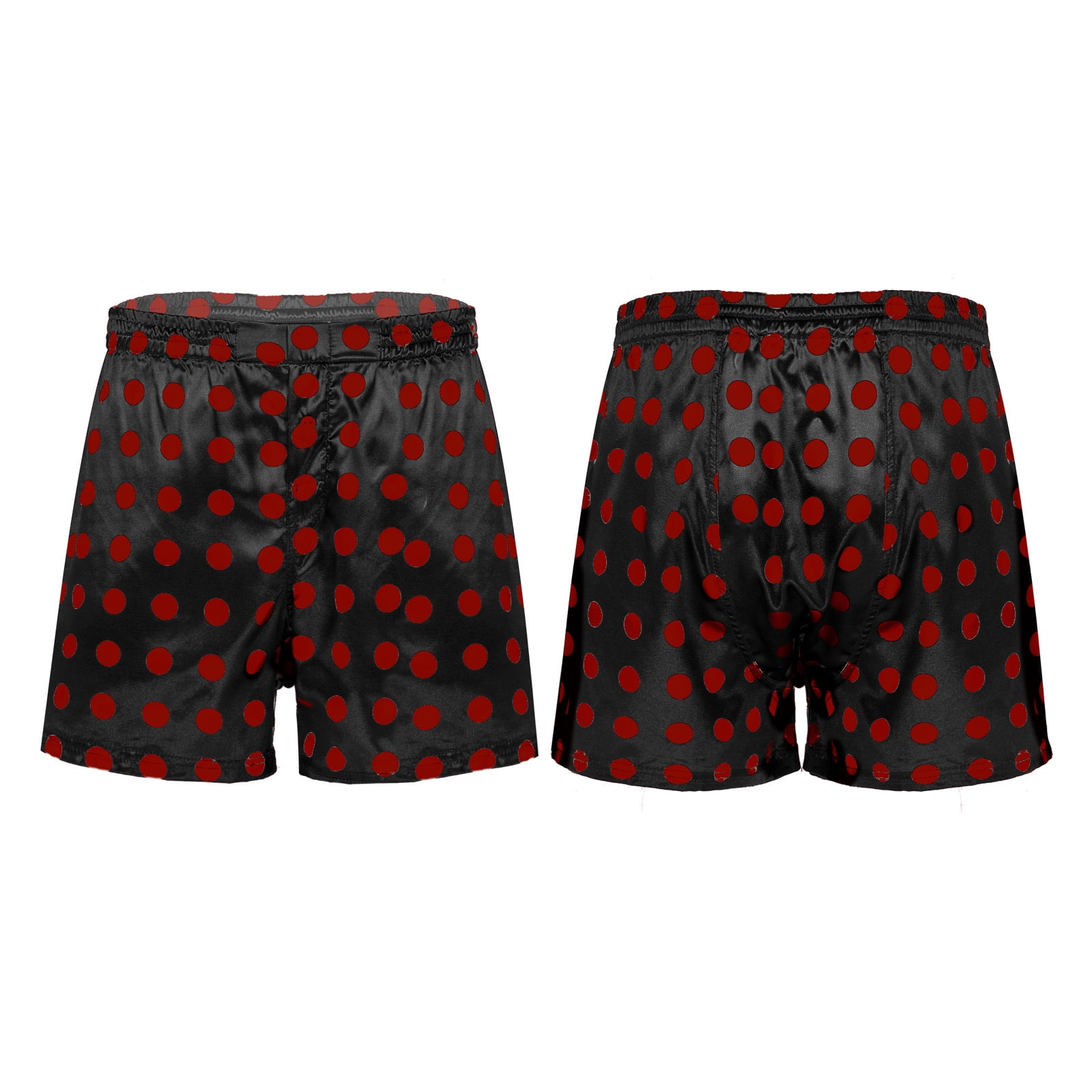 renvena Mens Love Heart Print Boxers Shorts Silky Satin Elastic Waist ...