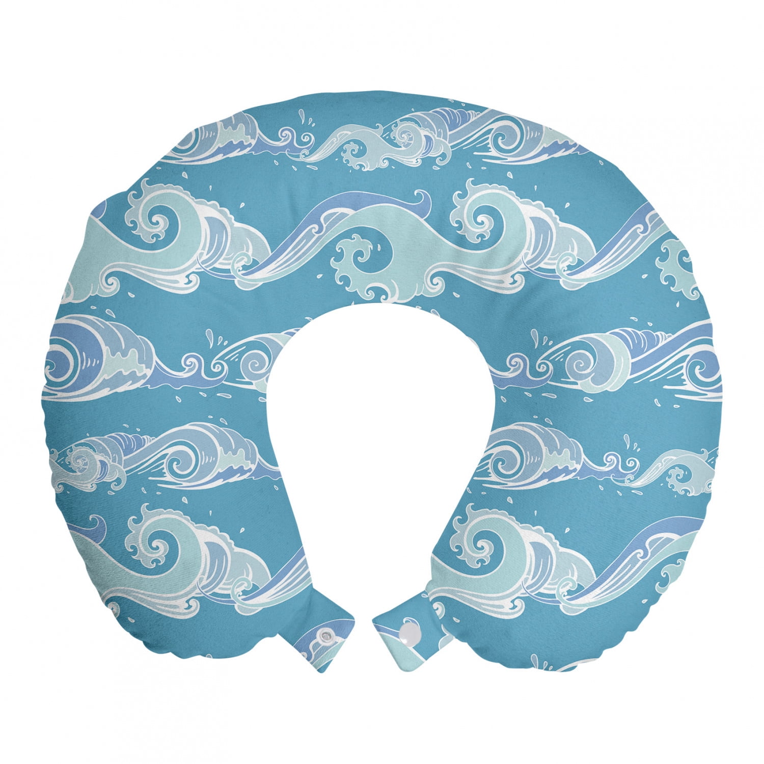 Nautical Travel Pillow Neck Rest, Horizontally Arranged Sea Waves ...