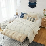 Dormify Truly Soft Full/Queen Comforter & Sham Set, Ivory/Blue Plaid Pattern, Cotton Blend ...
