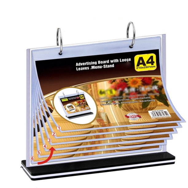 T-shaped multi-page flip acrylic sign holder, menu / photo ...