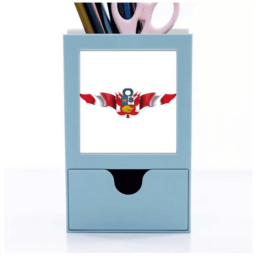 Peru Flag National Emblem Desk Supplies Organizer Pen Holder Card ...