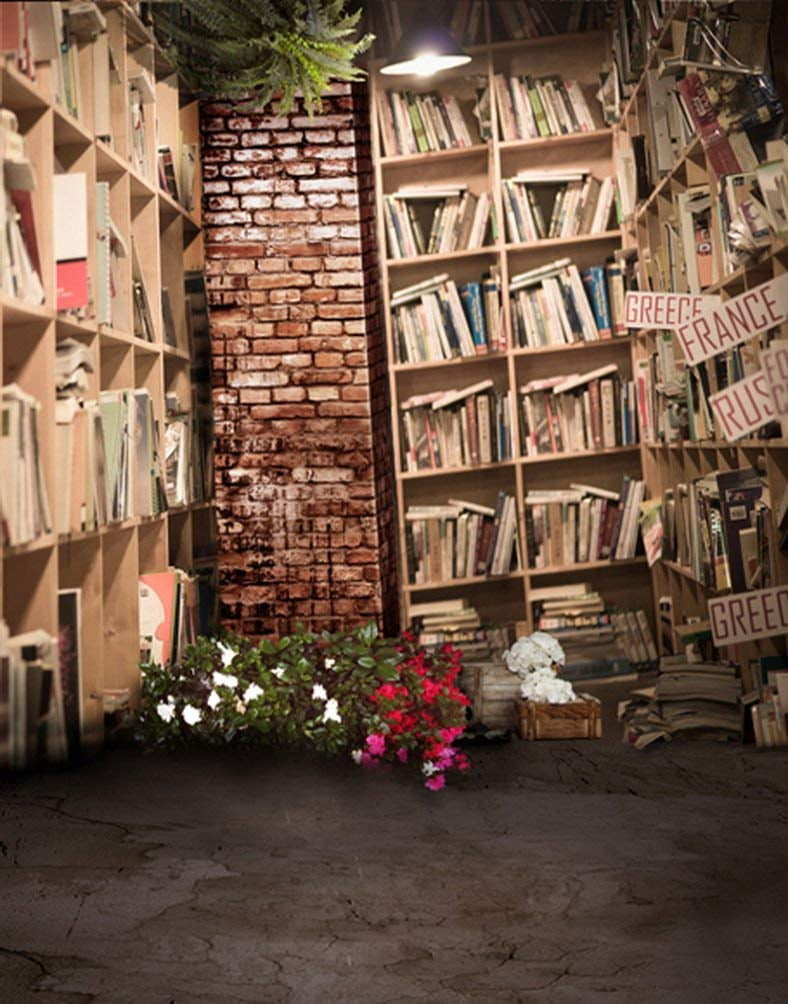 ABPHOTO Polyester 5x7ft Library Books Photography Backdrops Photo Props ...