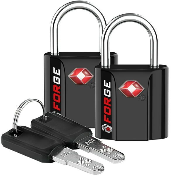 Forge TSA Approved Luggage Locks, Black 2 Pack, Ultra-Secure Dimple Key ...