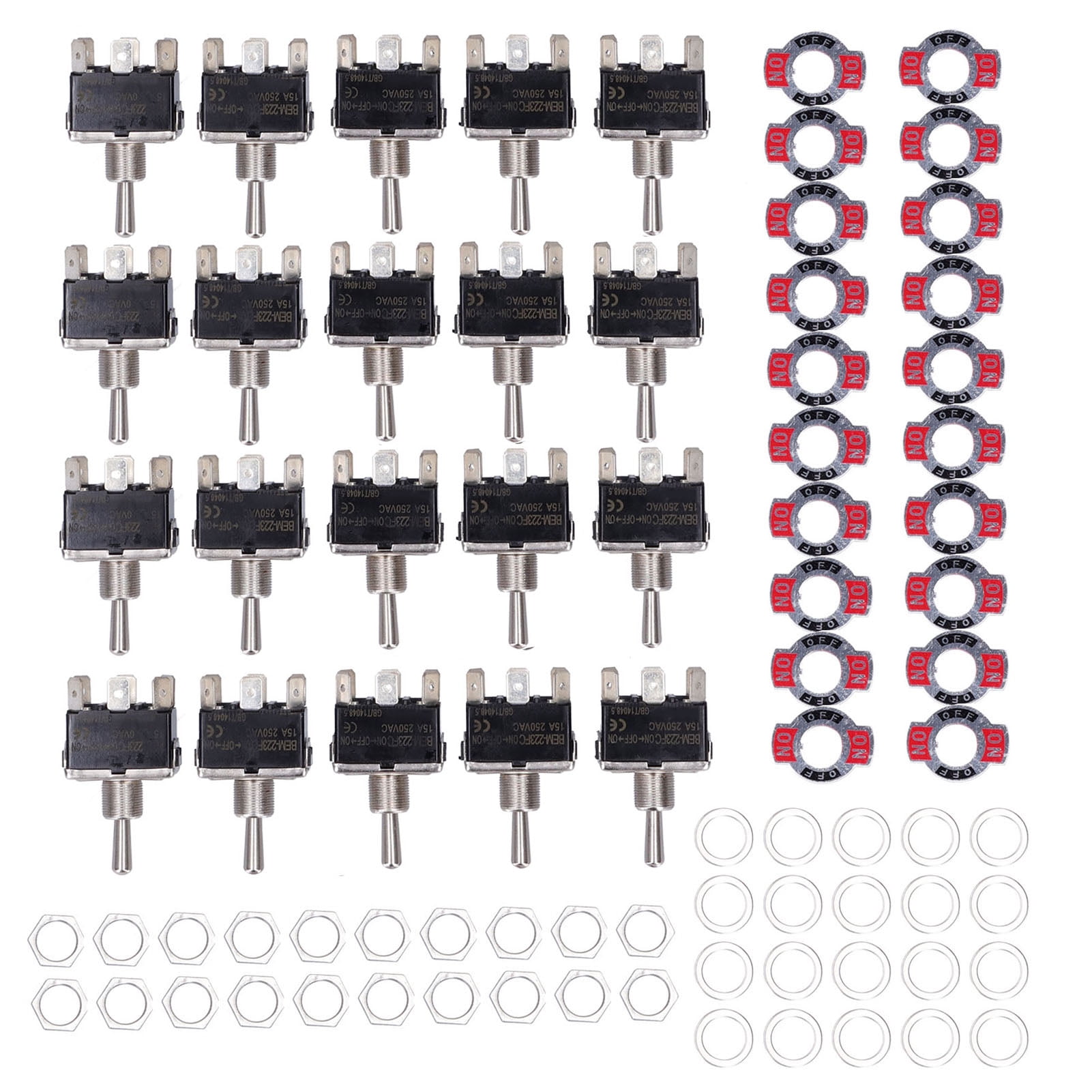 20Pcs BERM Toggle Switch 3 Level 6 Pins On/Off/On Mini LED Light Rocker ...