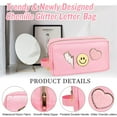 Izuzta Chenille Letter Makeup Bag,Nylon Preppy Patch Zipper Pouch Purse ...