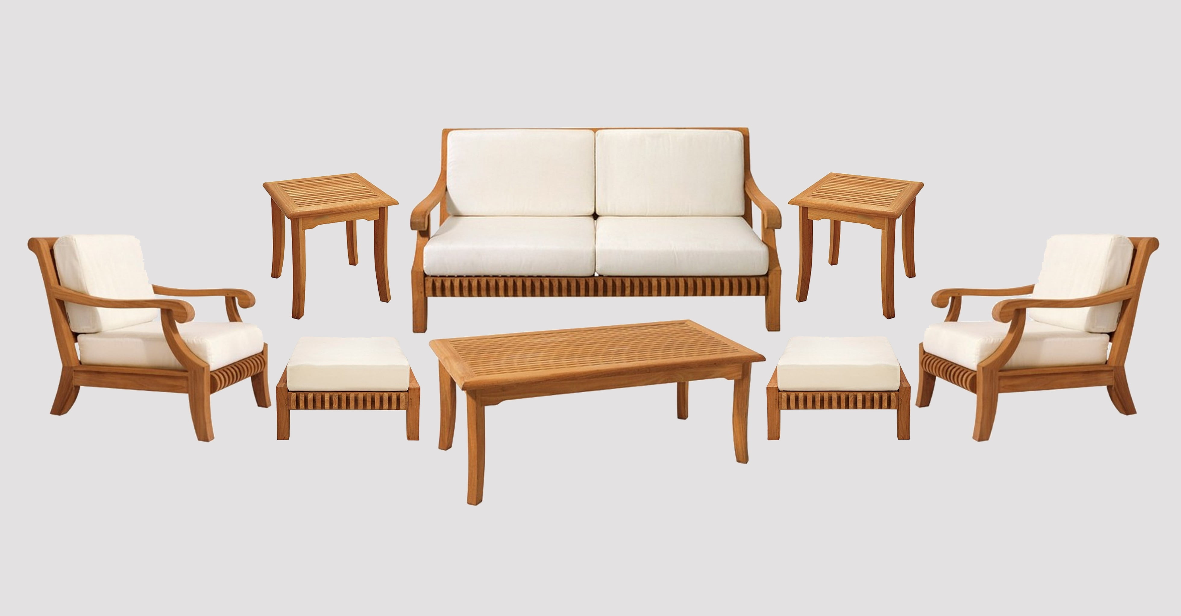 Giva 8 Pc Sofa Set: Sofa, 2 Lounge Chairs, 2 Ottomans, Coffee Table & 2 ...