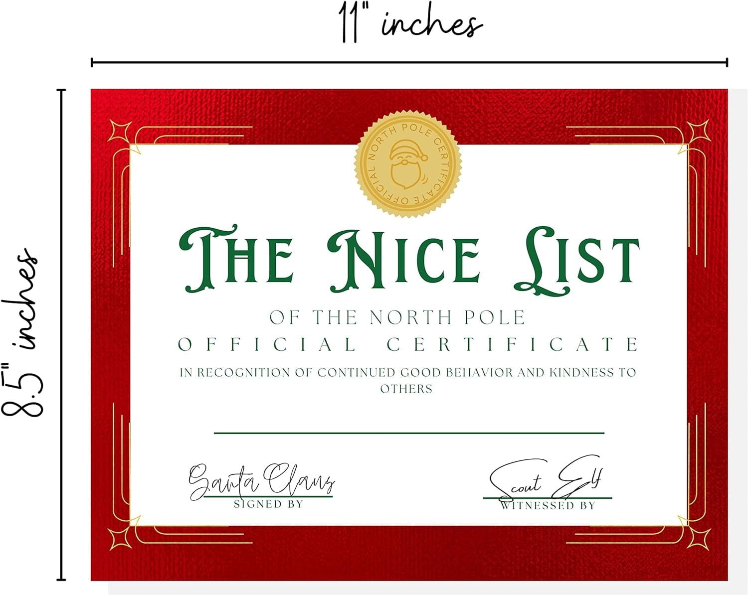 Santas Naughty List Official Nice List Certificates 25-Pack - 8.5x11 ...