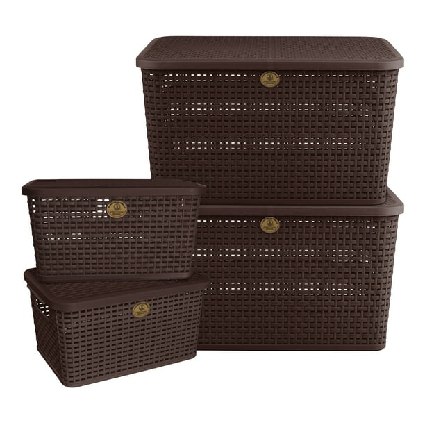 Kit 4 Cajas Multiusos Dos Tamaños (mediana Y Chica) Chocolate PLASTICOS ...