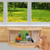 DIYTuning Birdcage Indoor Bird Feeder with 180 Clear View, Wooden ...