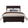 Florence Full Tufted Faux Leather Upholstered Bed with Headboard, Brown ...