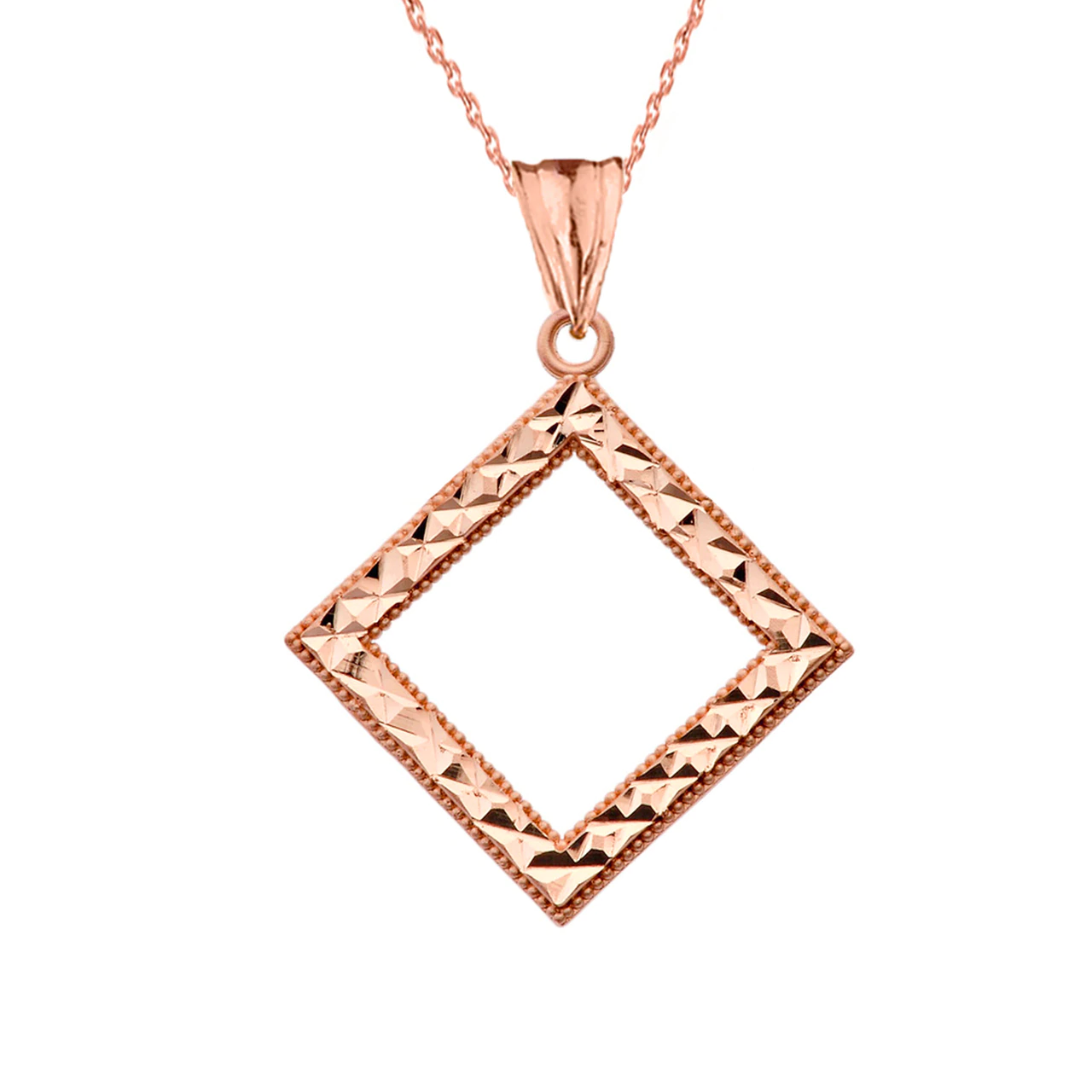 CHIC DIAMOND SHAPE PENDANT NECKLACE IN ROSE GOLD - Walmart.com
