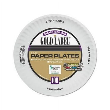 Gold Label Coated Paper Plates 9" dia, White, 100/Pack, 10 Packs/Carton ...