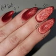 Red Magnet Cat Eyes Press On Nails Short Almond Handmade Jelly Gel