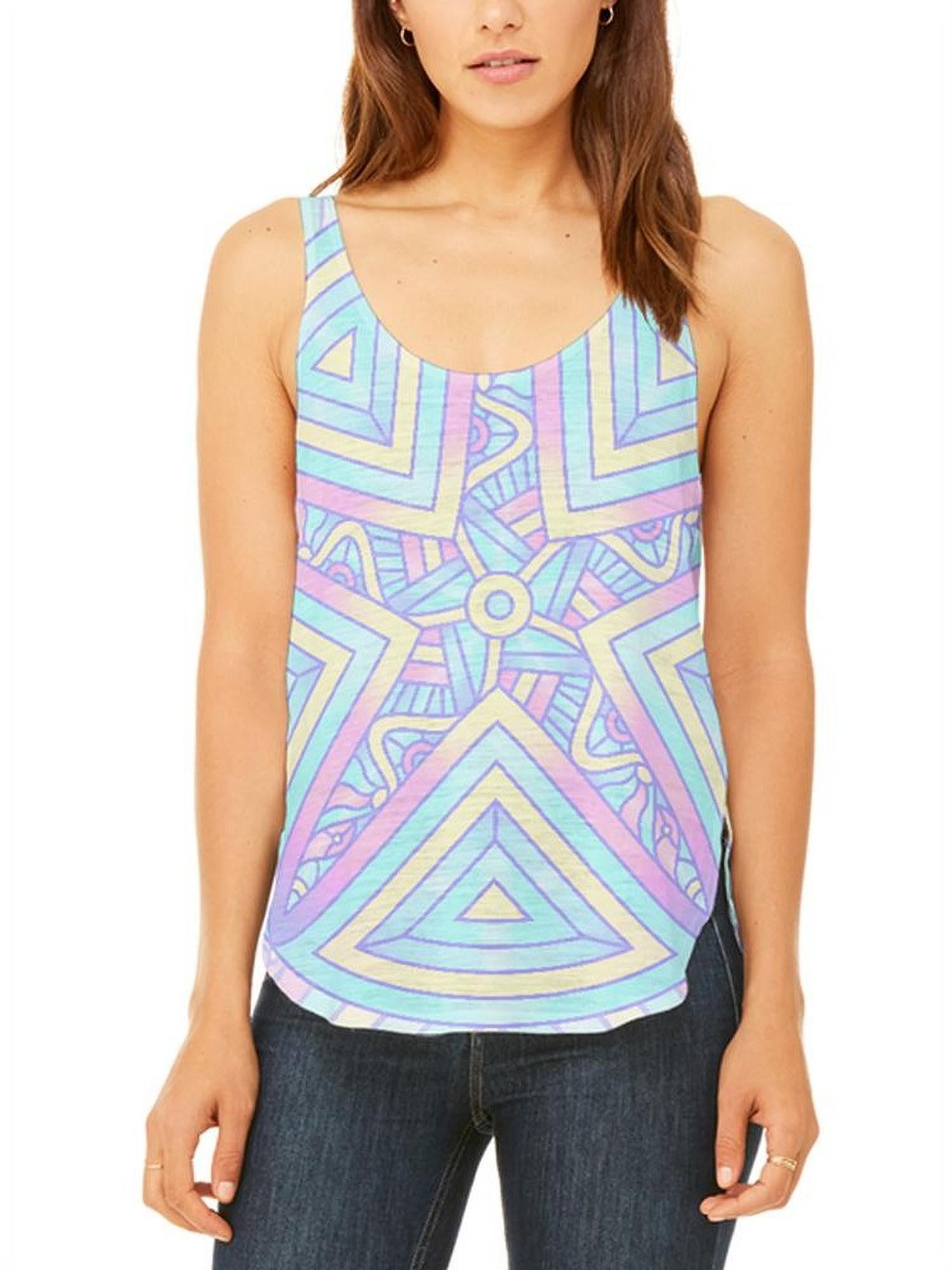 Trippy Starfish Mandala Vintage Juniors Flowy Side Slit Tank Top Multi ...