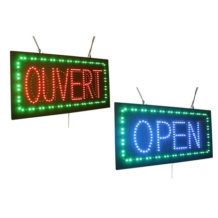 Ouvert Open Sign, TOPKING Signage, LED Neon Open, Store, Window, Shop ...