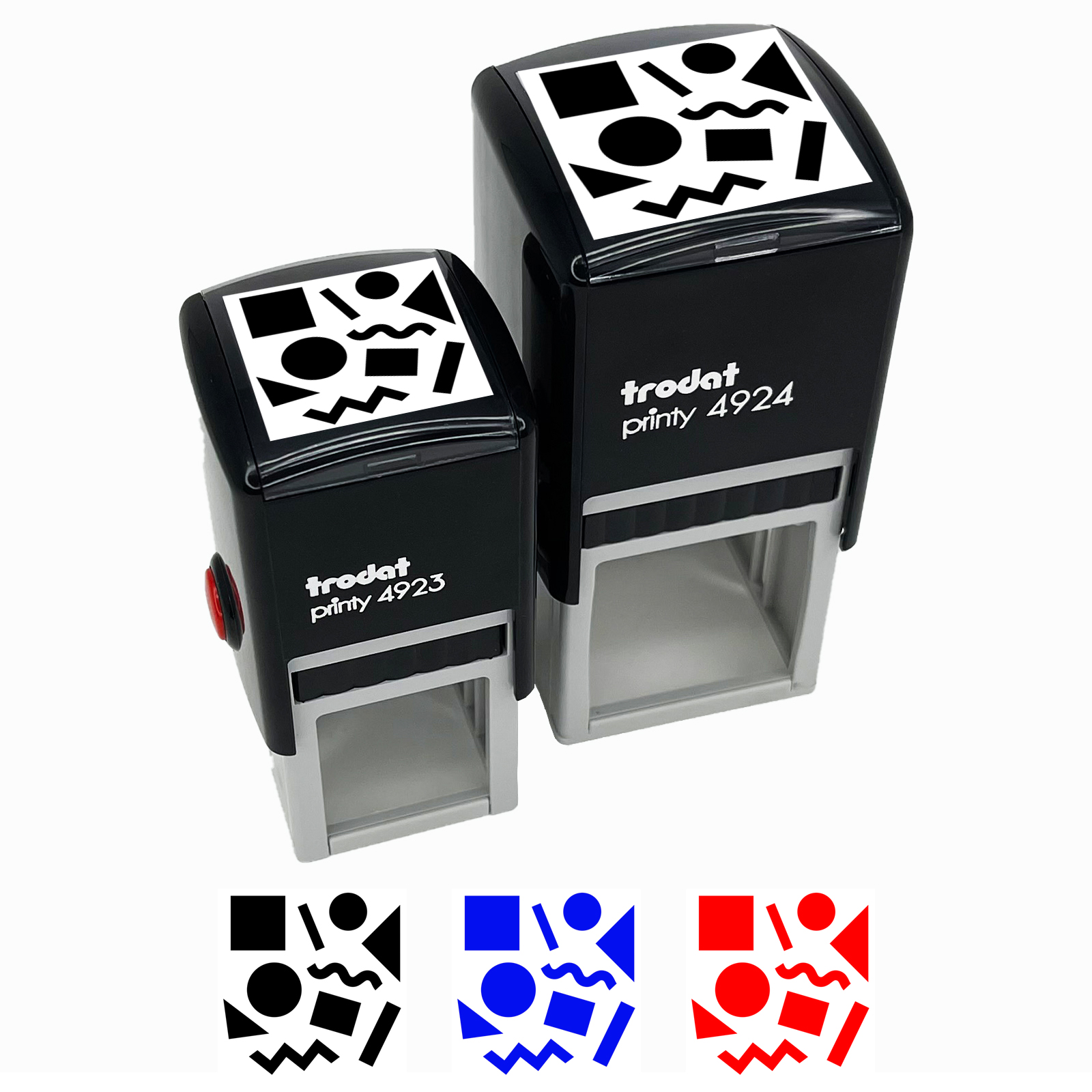 80s 90s Shapes Circle Square Squiggle Geometric Pattern Self-Inking ...