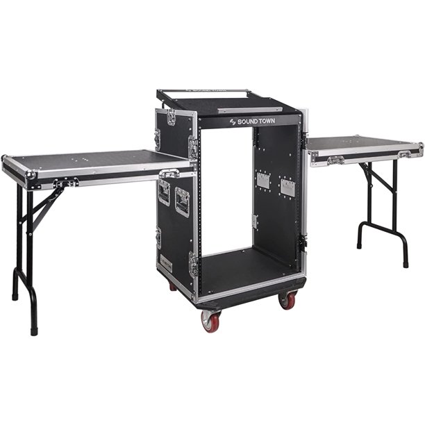 Sound Town 16U PA DJ Rack/Road ATA Case with 11U Slant Mixer Top, 20 ...