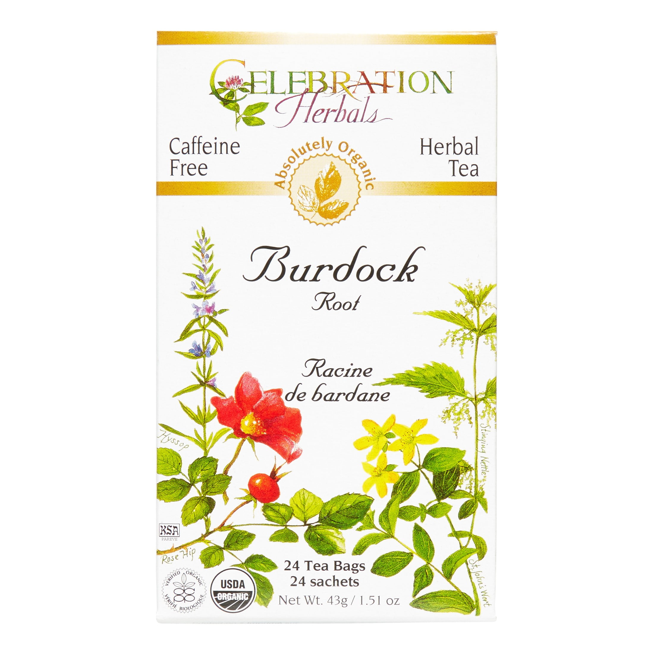 Celebration Herbals Organic Burdock Root Tea Caffeine Free 24 Herbal ...