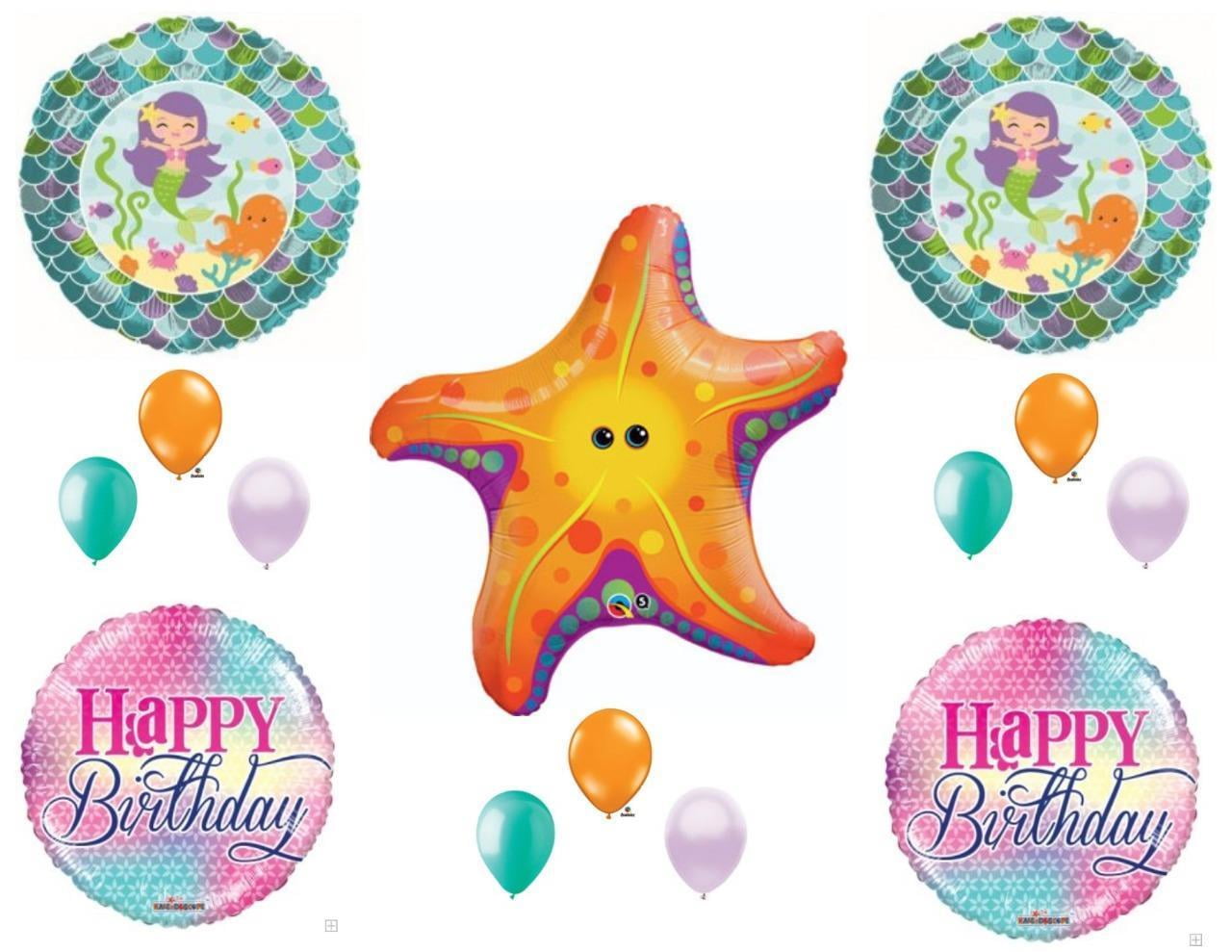 Mermaid & Starfish Birthday Party Balloons Decoration Supplies Ocean ...