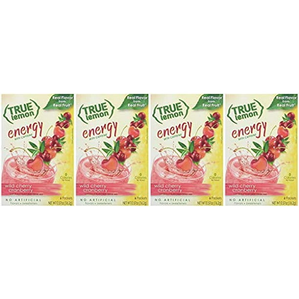 True Lemon (Energy Drinks) Wild Cherry Cranberry 4 boxes, 24ct instant ...