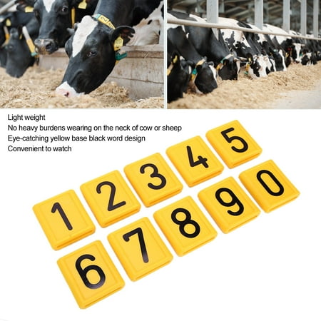 Herwey 0-9 Plastic 10PCS Number Yellow Base Black Word Special Cow ...