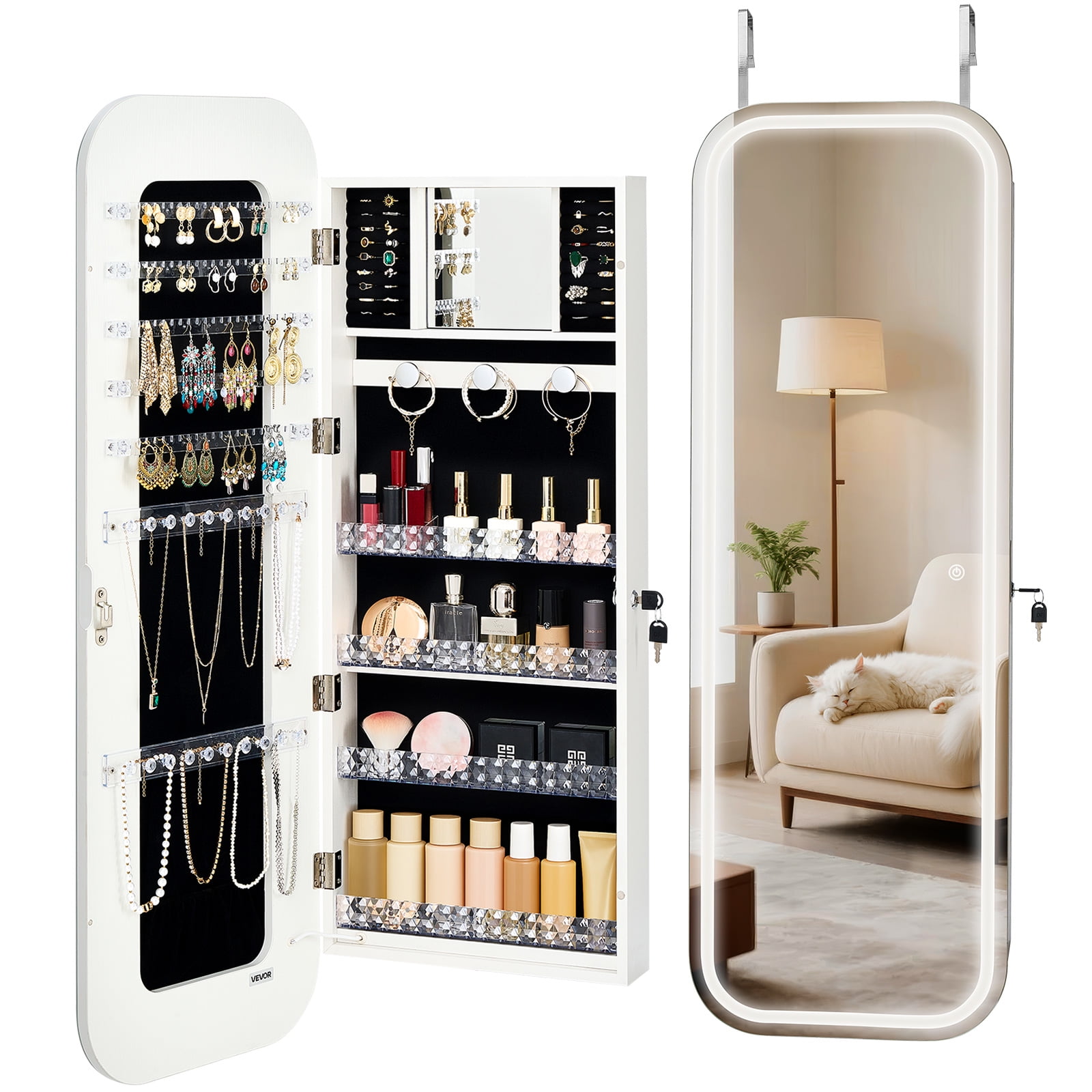 Click here for Vevor Led Mirror Jewelry Cabinet  42.5-Inch Tall... prices