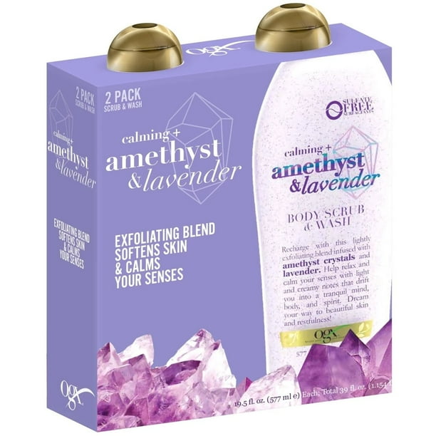 OGX Amethyst & Lavender Body Scrub & Wash, 19.5 Fluid Ounce (Pack of 2 ...