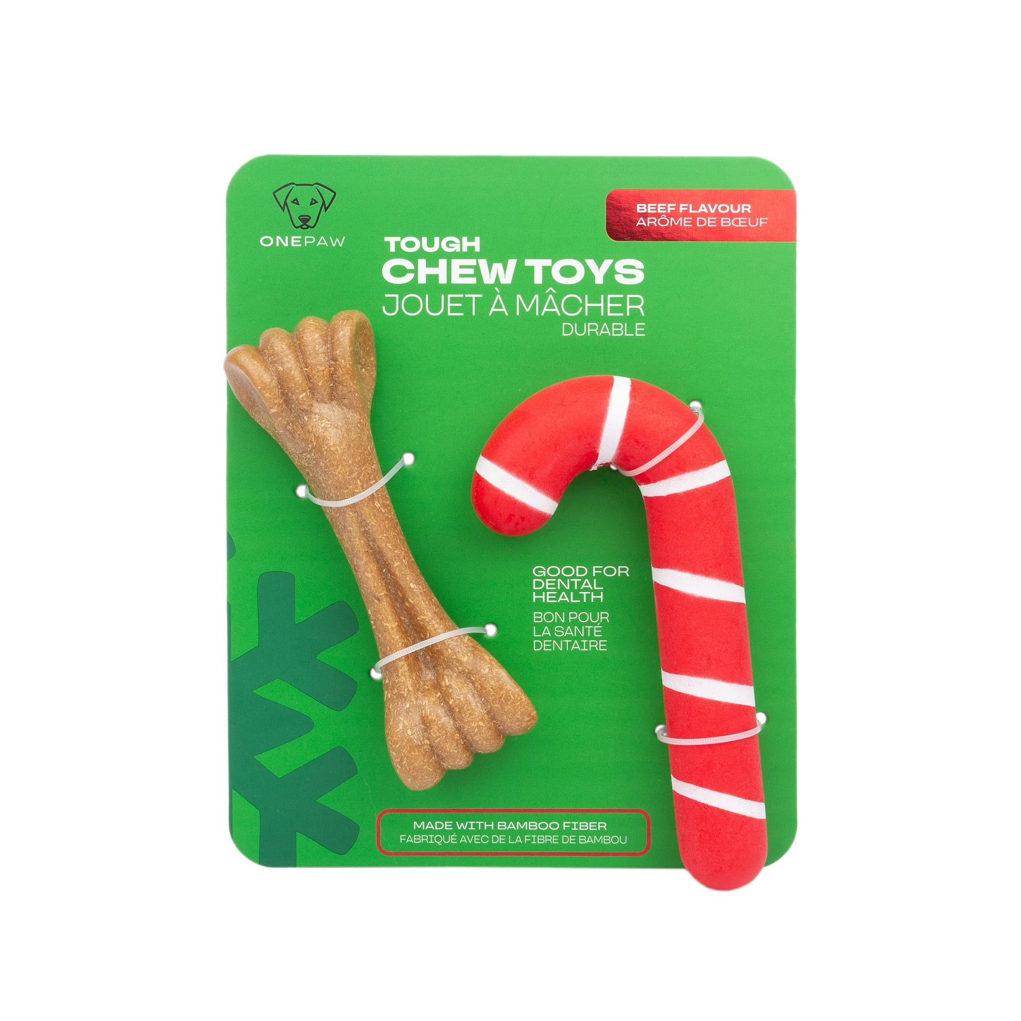 Click here for One Paw  Holiday 2-Pack Bone  Dog Toy  Durable Che... prices