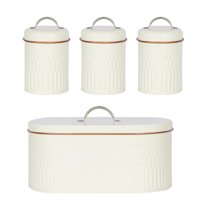 Fiocias 4 X Kitchen Counter Canister Metal Bread Box Airtight Bread Box ...
