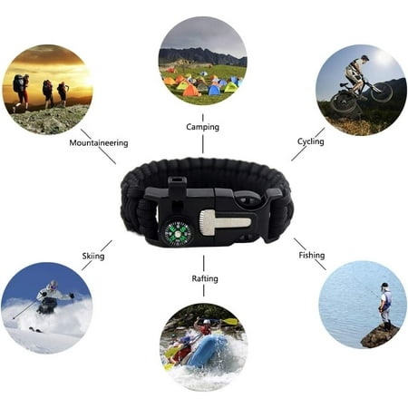 5-in-1 Survival Bracelet, New 7 Core Emergency Sports Bracelet Gear Kit ...