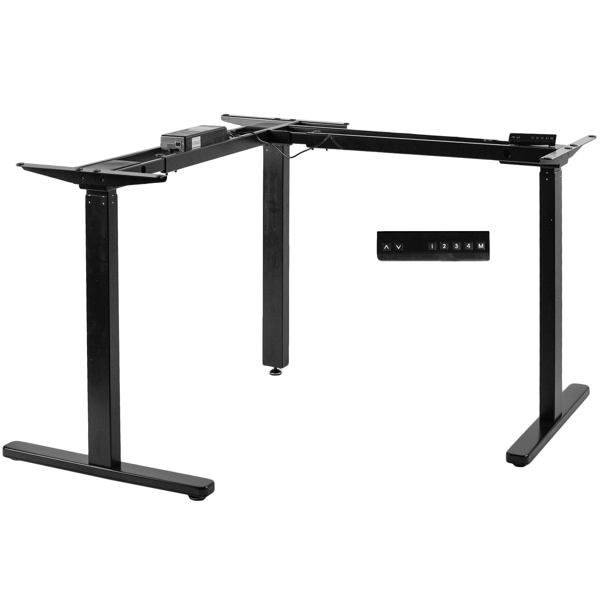 VIVO Black Electric Motor Height Adjustable Corner 3 Leg Standing Desk ...