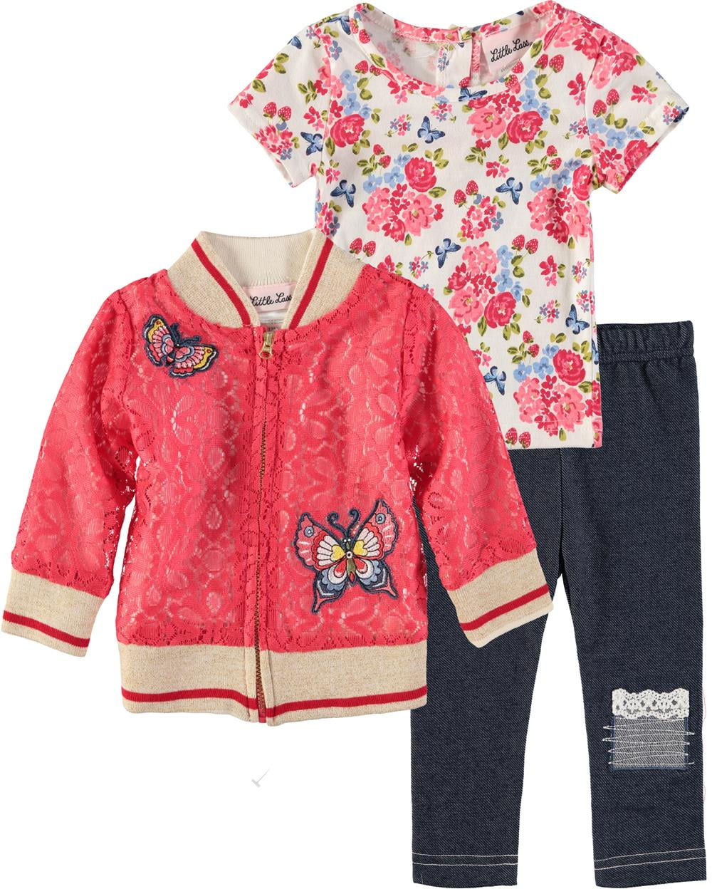 Little Lass Girls 12-24 Months Butterfly 3 Piece Jacket Set (Multi 18 ...