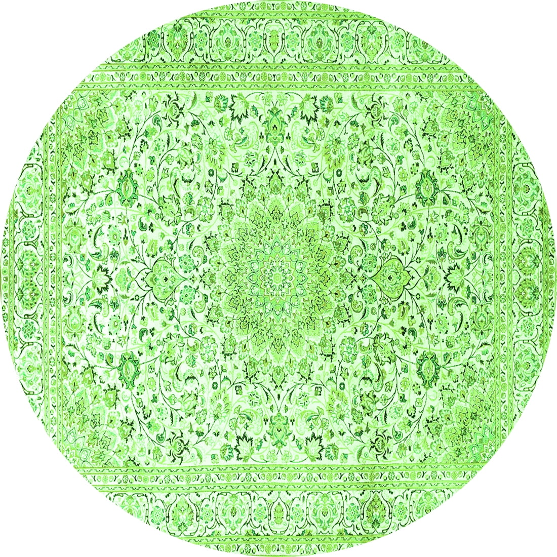 Ahgly Company Indoor Round Medallion Green Traditional Area Rugs, 8 ...