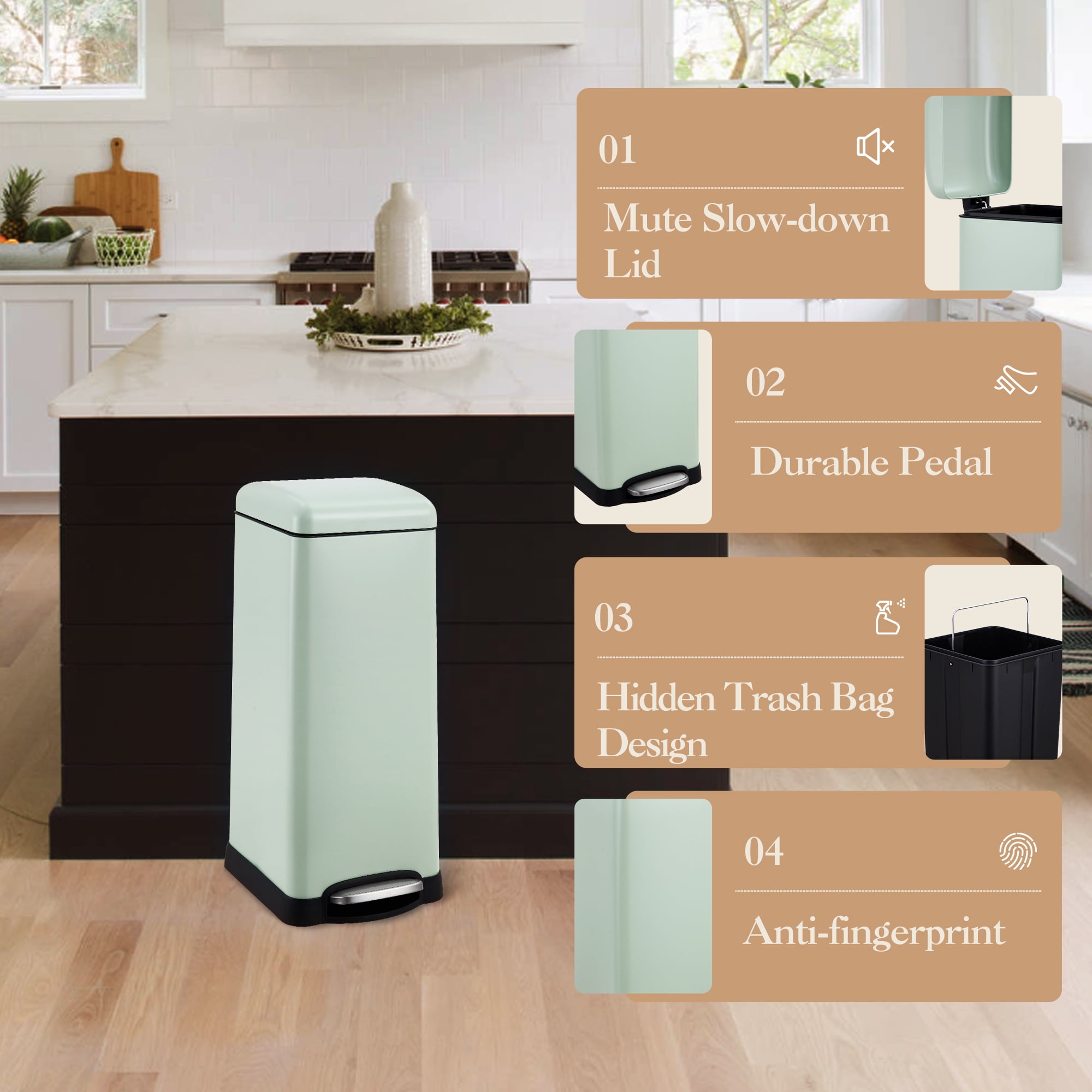 Click here for Joyspirit 8 Gallon (30l) Step Trash Can  Stainless... prices