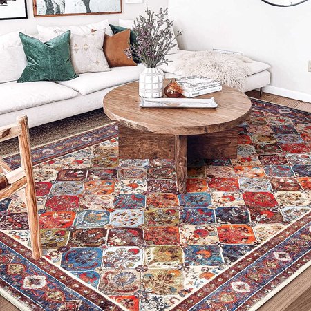 Washable Rug 3x5 Persian Boho Area Rug for Bedroom Kitchen Living Room ...
