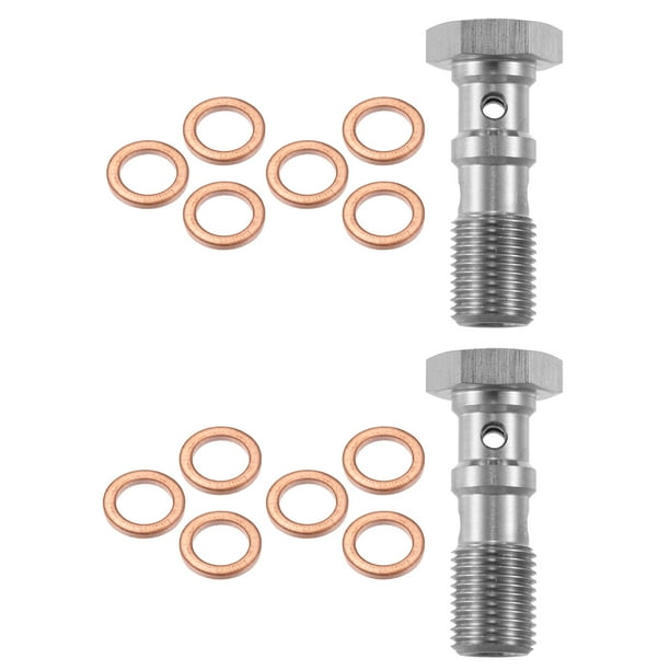 Unique Bargains 2pcs M10x1.25 Thread Turbo Brake Line Banjo Bolt with ...