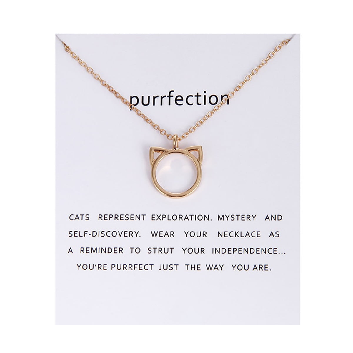 Purr-fection Cat Ear Pendant Necklace, Gold - Walmart.com