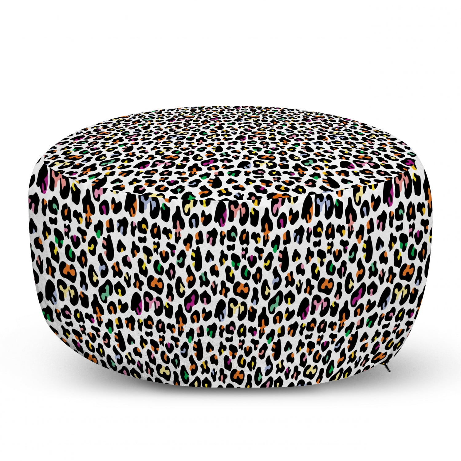 Leopard Print Pouf Cover with Zipper, Repetitive Pattern of Modernized ...