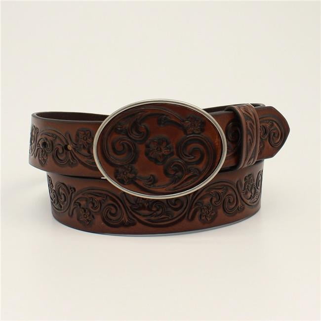 Ariat A1533302-L 1.5 in. Western Belt Leather Flower Tooled Oval Buckle ...