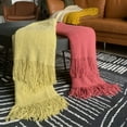LOMAO Knitted Throw Blanket with Tassels Bubble Textured Lightweight ...