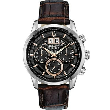 Bulova Sutton Classic Chronograph Leather Strap Green Dial Quartz ...