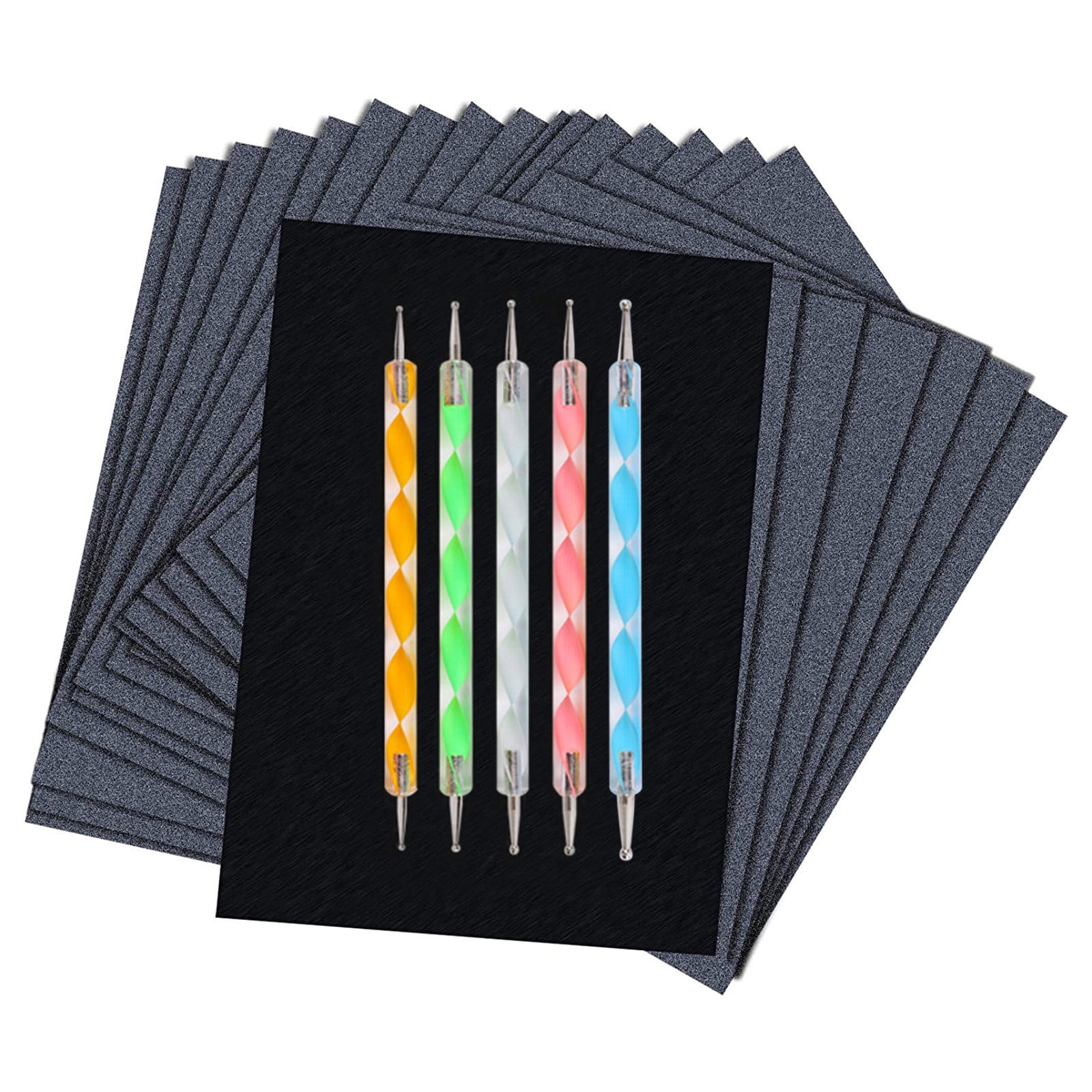 mnjin 100 sheets carbon paper sheets with 5pcs embossing stylus b ...