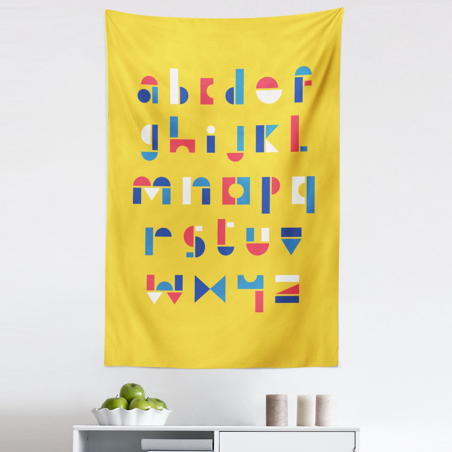 Alphabet Tapestry, Colored Geometric Small Letters Elementary ABC ...